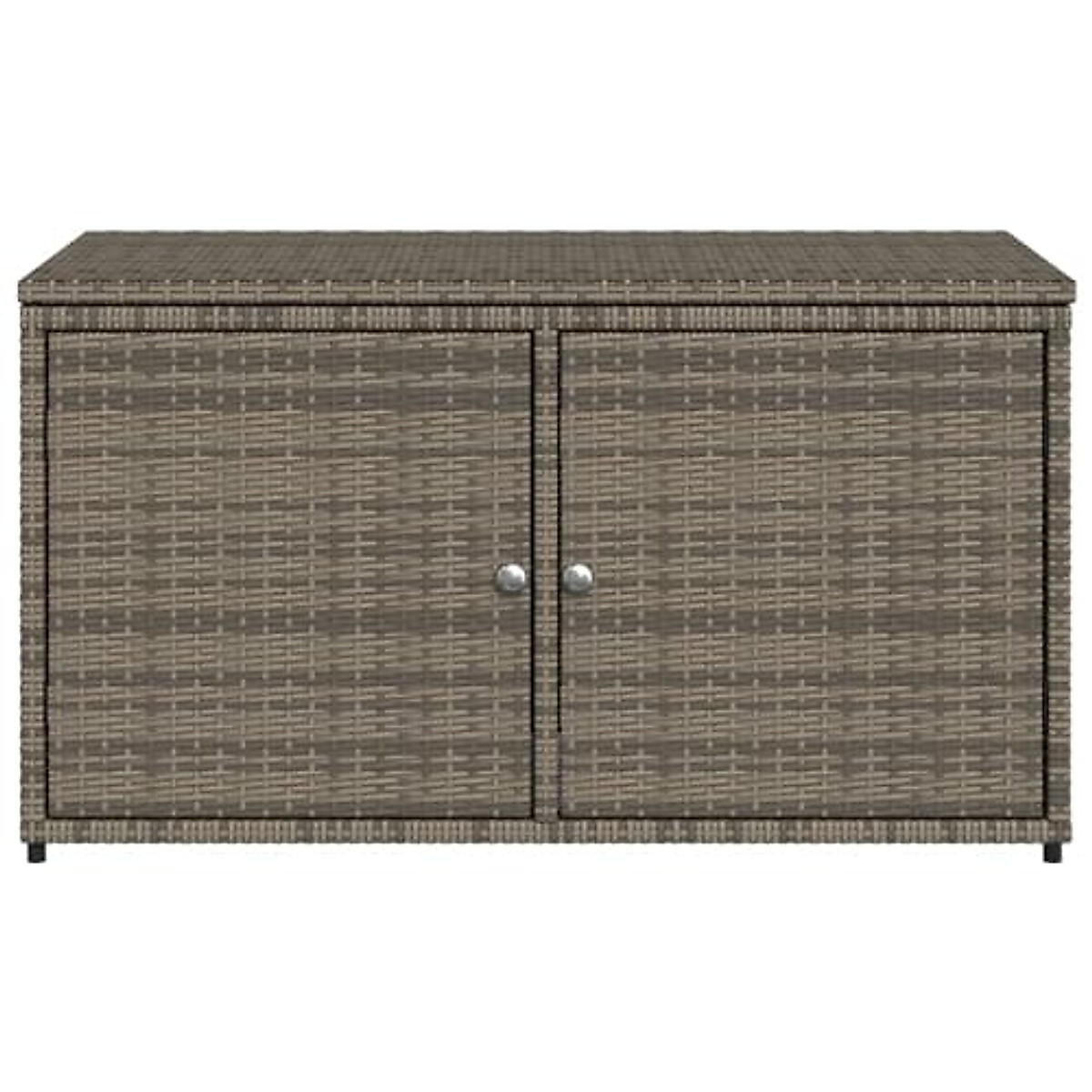 loibinfen Outdoor Wicker Storage Box, Rattan Deck Box Double Openable Door with Lid and Separate Storage Shelf for Patio, Garden Tools, Pools & Sports Equipment, Gray 43.3"x21.7"x23.8", -108