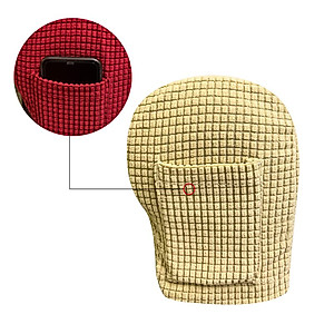 BADASS SHARKS Stretch Armrest Covers Couch Arm Covers Pocket Set for Chairs Couch Sofa Armchair Slipcovers for Recliner Sofa with Twist Pins 2pcs (Beige)