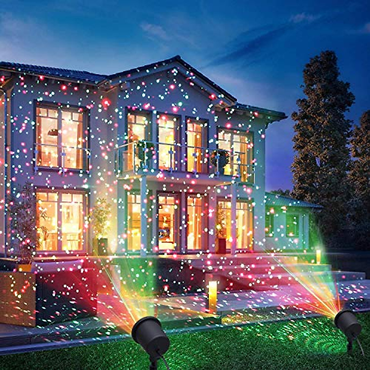 SUNYAO 3 Color Motion Laser Christmas Lights Projector with RF Remote,Outdoor Garden Laser Lights Moving RGB Stars Show for Christmas (RGB Motion)