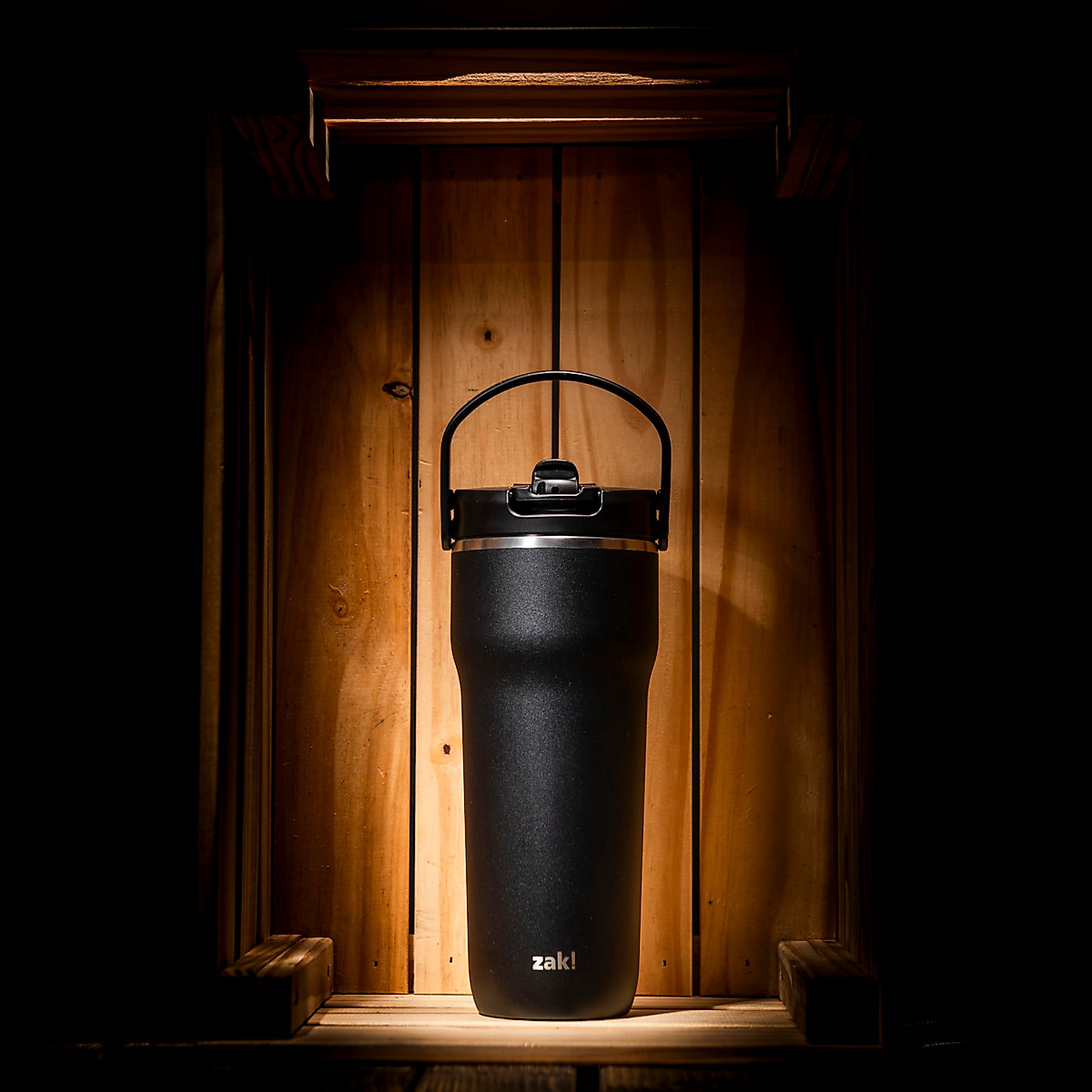 Zak Designs Harmony 2-in-1 Coffee Tumbler for Travel or At Home, 30oz Recycled Stainless Steel is Leak-Proof When Closed and Vacuum Insulated with Handle (Ebony Black)