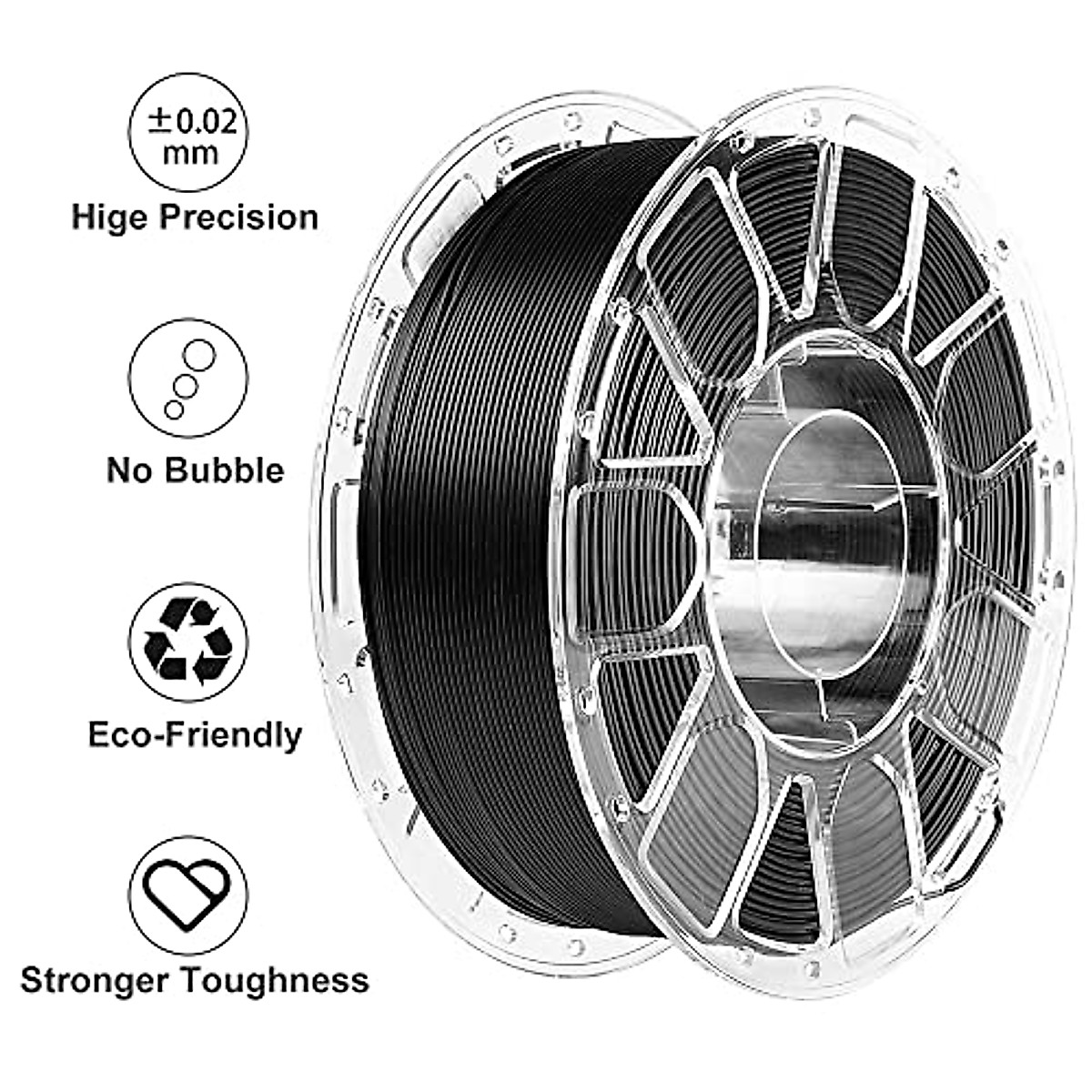 Creality Official PLA 3D Printer Filament, 1 KG Spool (2.2lbs), Dimensional Accuracy +/- 0.03 mm, 1.75mm, Fit Most FDM Printer (Black)