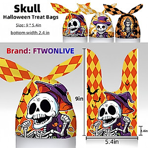 FTWONLIVE Halloween Treat Bags (12 Patterns With, 200 Pieces), Halloween Candy Bags for Trick or Treating, Halloween Candy Bag Party Supplies: Halloween Candy Bag
