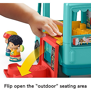 Fisher-Price Little People Musical Toddler Toy Serve It Up Food Truck Vehicle with 2 Figures for Pretend Play Ages 1+ Years