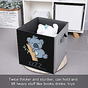 Cute Koala Sleeping Collapsible Storage Bins Basics Folding Fabric Storage Cubes Organizer Boxes with Handles
