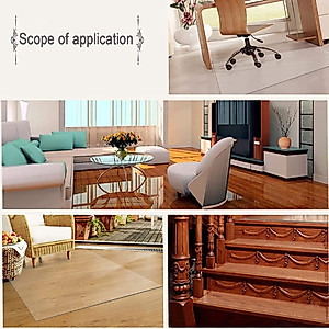 Clear PVC Desk Chair Mat Area Rugs Clear Vinyl Plastic Floor Runner Protector, Desk Chair/Stairs/Pets Carpet Protector Mat, Non-Skid Waterproof Dustproof,80cm/100cm/120cm/140cm Wide for Office & Home