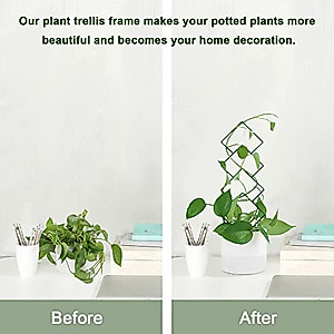 Wellsign Indoor Plant Trellis for Climbing Plants, 16inch Small Garden Metal Trellis for Potted Plants Outdoor with Different Patterns for Vine Ivy Flower Plant Support 4 Pack