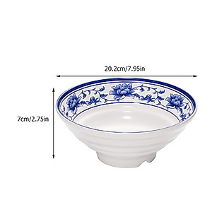 Hemoton Large Soup Bowl 1Pc Melamine Food Serving Bowl Blue and White Chinese Bowls Melamine Ramen Bowls Chinese Style Soup Bowl Porcelain Noodle Serving Bowl Pottery Pho Bowls