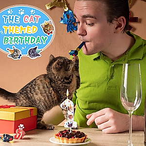 Cat Birthday Number Candles Cat Paw Print Themed Birthday Candles Cat Paw Print Numeral Cupcake Topper for Birthday Cake Kitten Pet Theme Decorations Party Supplies(Number 1)