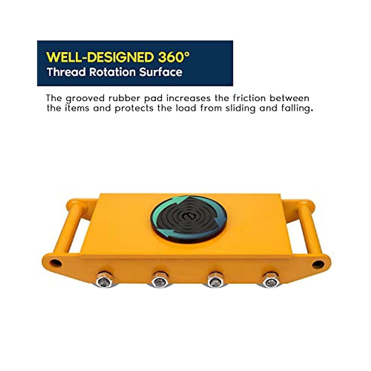 Cuilvu 26400lbs Machinery Moving Skate 12T Machinery Skate Dolly Machinery Mover Skate with 360° Rotation Cap & 8 Steel Rollers Dolly Machinery Skate for Industrial Moving Equipment, Yellow