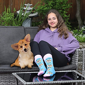 Cavertin Women's Novelty Socks with Gift Box Cat Lover Dog Mom Book Lover Cat Mom Llama Unicorn Sloth Corgi (Corgi)