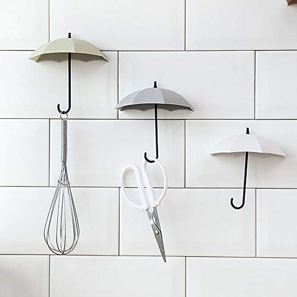 3 Pcs/Set Umbrella Design Self-Adhesive Kitchen Hooks, Multipurpose Creative Hanger Wall Decor Hooks(1)