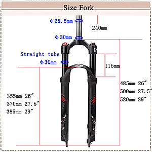 BUCKLOS MTB Suspension Fork 26/27.5/29 Inch, 1-1/8 Mountain Bike Fork QR 9mmTravel 120mm Bicycle Forks, 28.6mm Straight Tube Manual Lockout Ultralight Aluminum Alloy