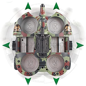 Beach Toys 360° Rotating RC Car 2.4G Remote Control Amphibious Waterproof Military Tanks and Ships RC Water Jet Deformation Fighting Vehicles Outdoor All Terrain RC Cars for Children