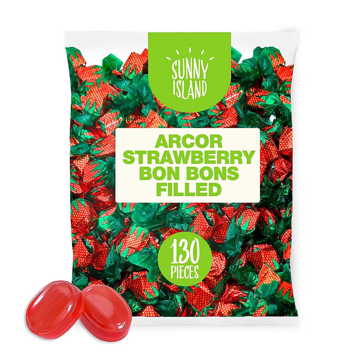 Arcor Strawberry Bon Bons Filled Hard Candy Bulk, 2 Pound Bag