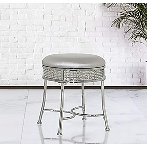 Hillsdale Furniture Glam Backless Diamond Band Vanity Stool, Chrome