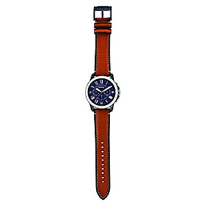 Fossil Men's Grant Quartz Stainless Steel and Leather Chronograph Watch, Color: Silver/Blue, Luggage (Model: FS5151)