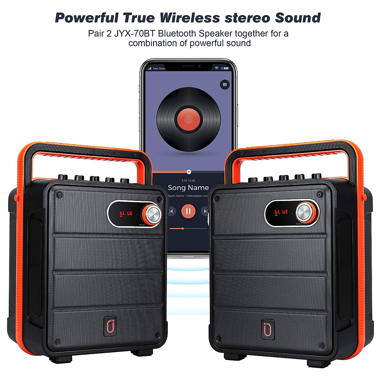 JYX Portable Bluetooth Karaoke Machine, Microphone PA Speaker System with FM Radio, REC, TWS, Remote Control, Supports TF Card, USB, AUX in, for Home,Party, Event