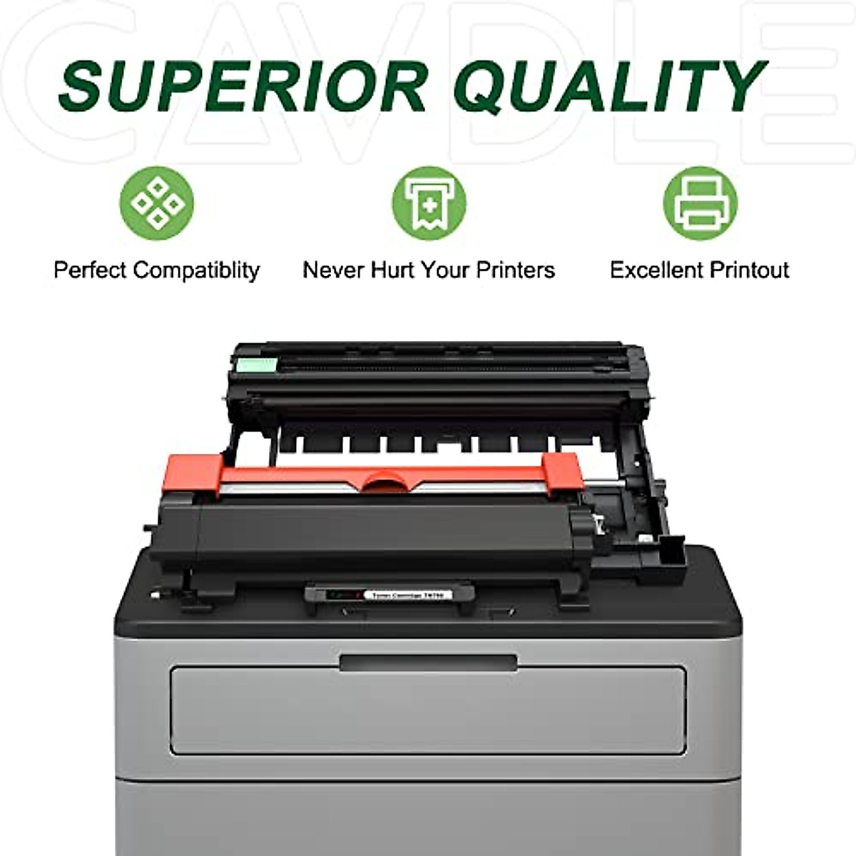 CAVDLE Compatible Drum and Toner Cartridge Replacement for Brother DR730 TN760 TN730 Work with HL-L2325DW L2350DW HL-L2395DW HL-L2370DW MFC-L2690DW L2717DW L2750DW (2 Toner Cartridges + 1Drum Unit)