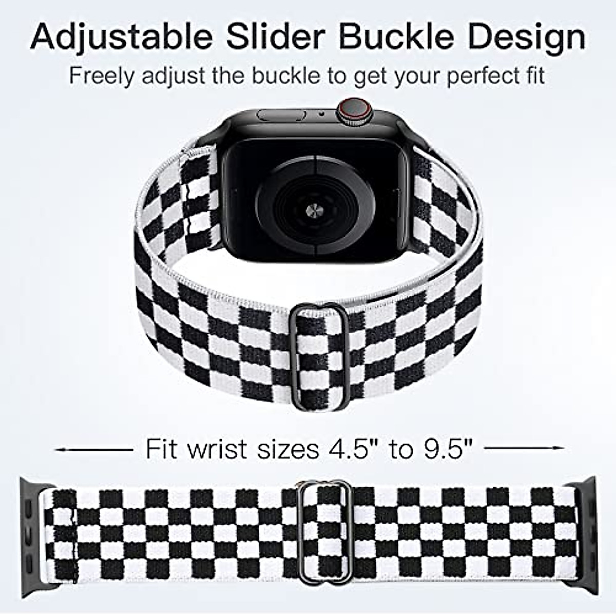 Cangroo 5 Pack Stretchy Nylon Bands Compatible with Apple Watch Band 38mm 40mm 41mm 42mm 44mm 45mm 49mm for Women Men, Elastic Solo Loop Braided Wristbands for iWatch SE Ultra Series 8 7 6 5 4 3 2 1