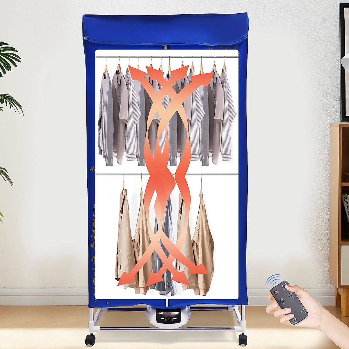 Clothes Dryer Portable Travel Dryer Machine,1200-1500W Folding Dryer Machine,Portable Dryer for Apartments,PTC 5-layer Heating Electric Clothes Drying (Printed)