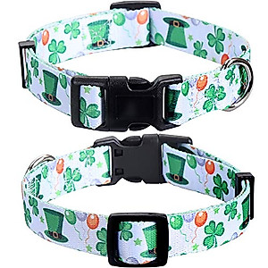 2 Pack St.Patrick's Day Dog Collar Adjustable Four Leaf Clover Large