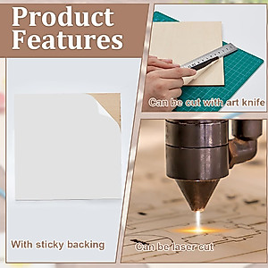 BENECREAT 2PCS Wood Veneer Sheets Laser Cut, 12x12 Inches Self Adhesive Rectangle Wood Panels for DIY Painting, Laser Projects, Woodworking, Model Making, 3mm Thick