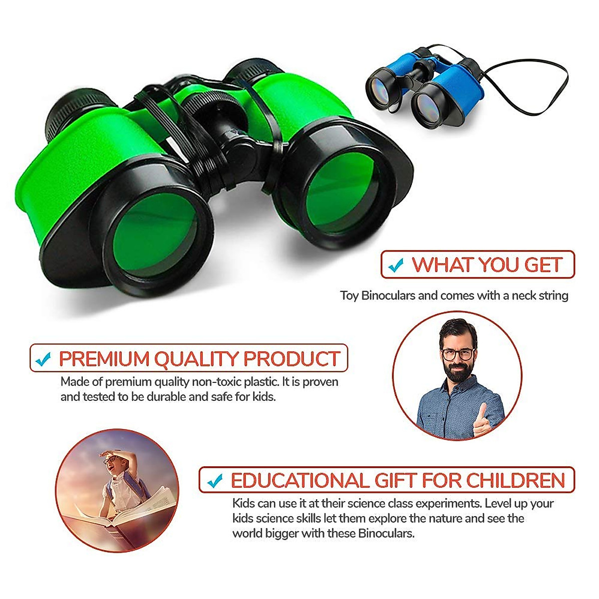 Kicko Pack of 12 Binoculars Toy for Kids - 3.5"x5" Kids Binoculars for Bird Watching and Jungle Pretend Play - Forest Guard Costume - Safari Party Favors and Educational Adventure Gifts for Children