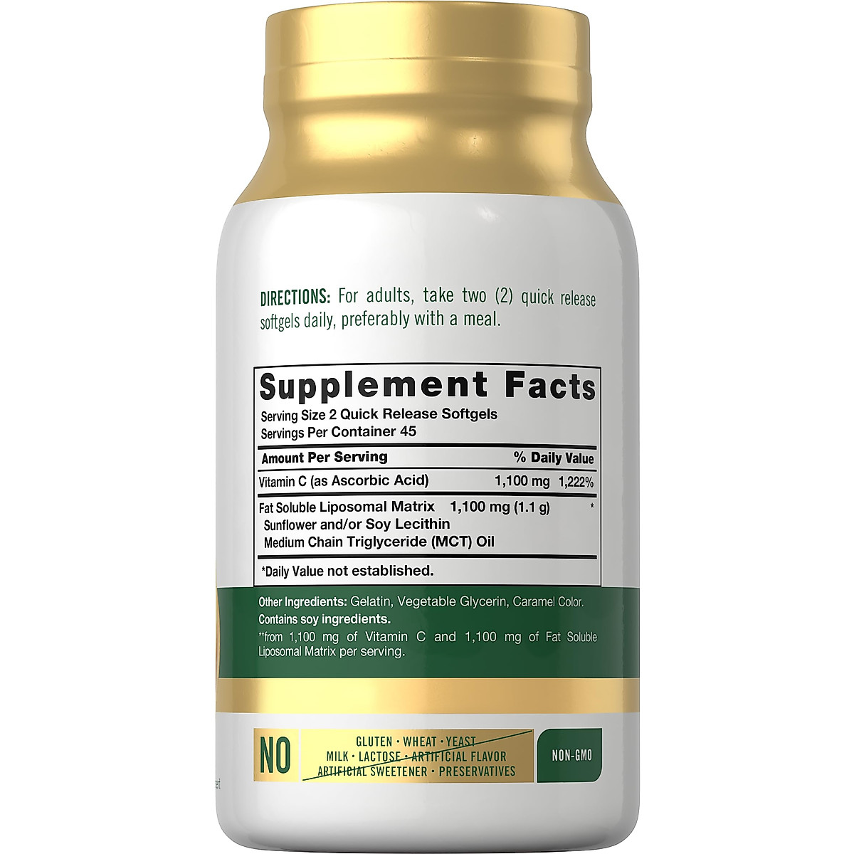 Carlyle Liposomal Vitamin C | 2200mg | 90 Softgels | High Potency Complex Supplement | Non-GMO, Gluten Free Supplement Packaging May Vary