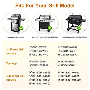 Utheer 15 inch Grill Heat Plates for Dyna-glo DGF510SBP, DGB610SSP, DGF493BNP, DGF510SSP, Backyard BY13-101-001-13, Uniflame GBC1059WB BHG, Porcelain Steel Grill Parts Replacement, 4 Pack Flame Tamers