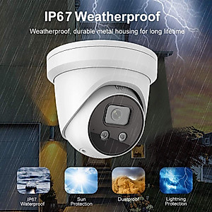 HITOSINO 4MP PoE IP Camera - 2.8mm, Strobe Light and Audible Warnning,WDR,H.265+,IP67,Built-in Two-Way Audio,Human and Vehicle Detection