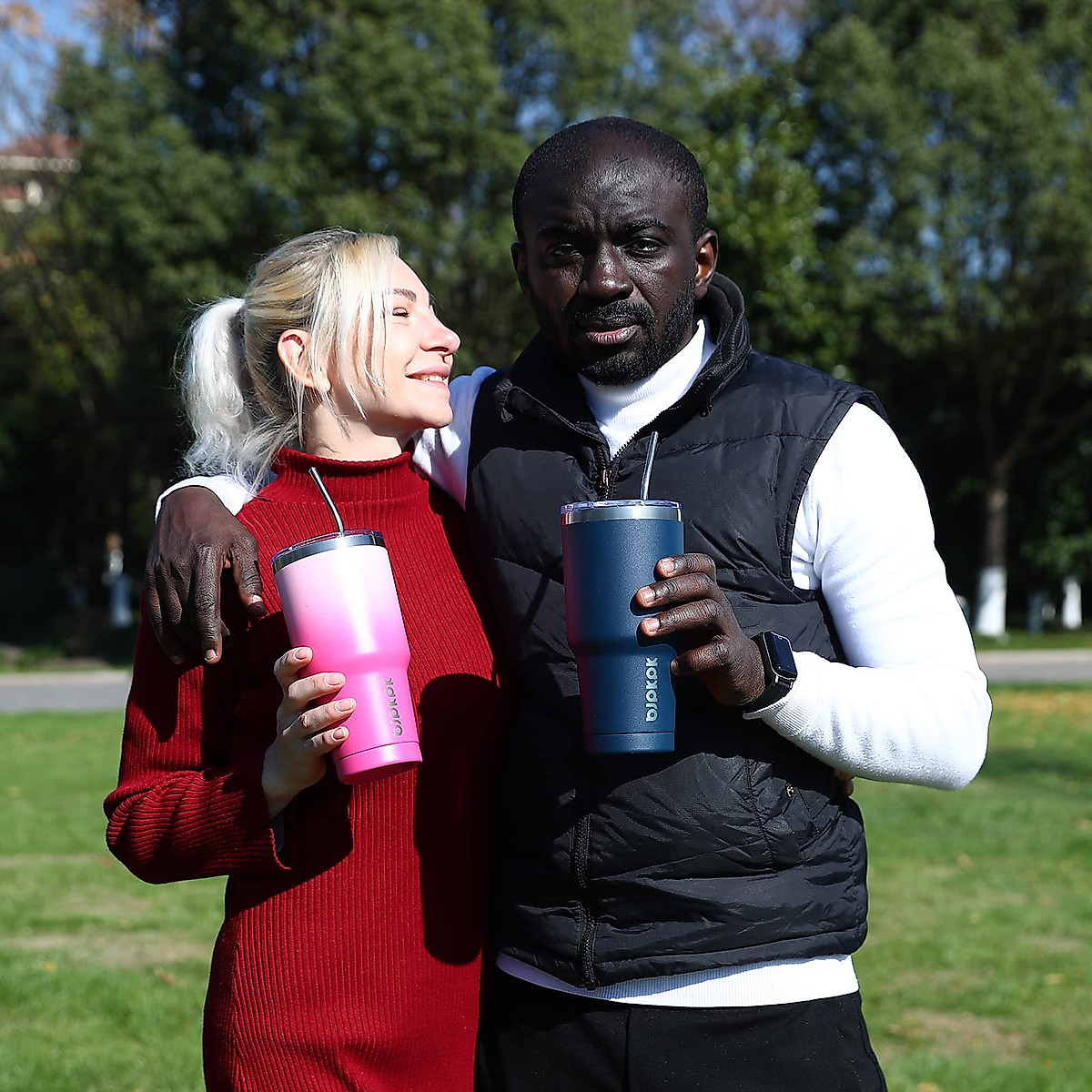 BJPKPK 30 oz Tumbler With Lid And Straw Travel Coffee Mug Stainless Steel Insulated Thermal Tumblers Cup,Cherry Blossom