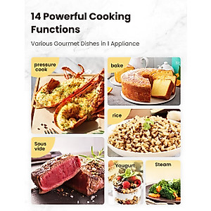 COMFEE’ 9-in-1 Electric Pressure Cooker 14 Presets Instant Multi Cooker Olla de Presion Non-Stick Pot Yogurt Maker Rice Cooker Slow Cooker Sauté Steamer 6 Quarts Black, Aluminum