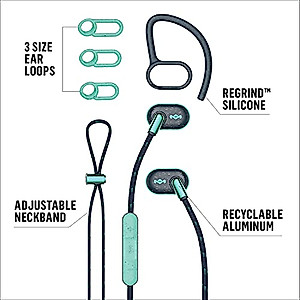 House of Marley Uprise: Wireless Earphones with Microphone, Bluetooth Connectivity, 8 Hours of Playtime, and Sustainable Materials (Teal)