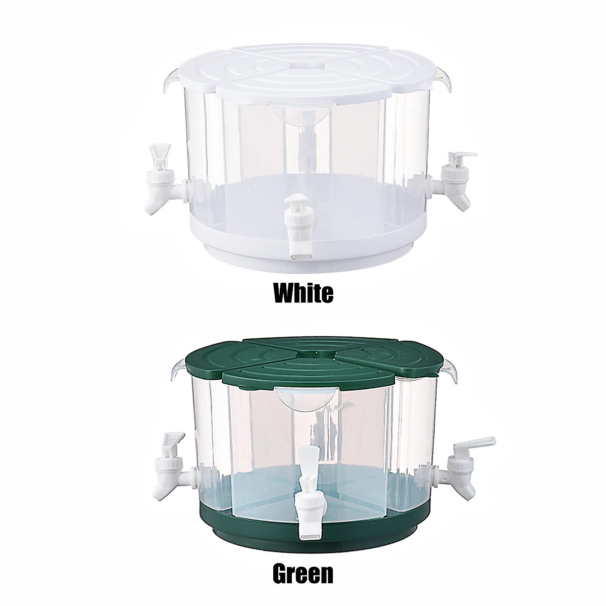 PRTECY Beverage Dispenser for Fridge, 5.5 L/1.5 Gallon Rotating Plastic Drink Dispenser with Spigot 4 Grids Cold Kettle Refrigerator Iced Lemonade Juice Containers for Daily Use (Green)