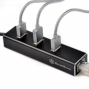 Silverstone SST-EP04B USB 3.1 Gen1 Compatible, 3-Port Hub/LAN Adapter