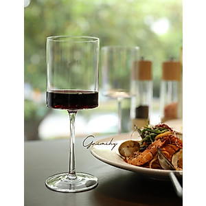 Gnimihz Wine Glasses Set of 4-16oz Cylindrical Red White Wine Glass, Made from Lead-Free Premium Crystal, Great Gift for Wedding, Anniversary, Christmas, Birthday, 9’’ Tall, Clear