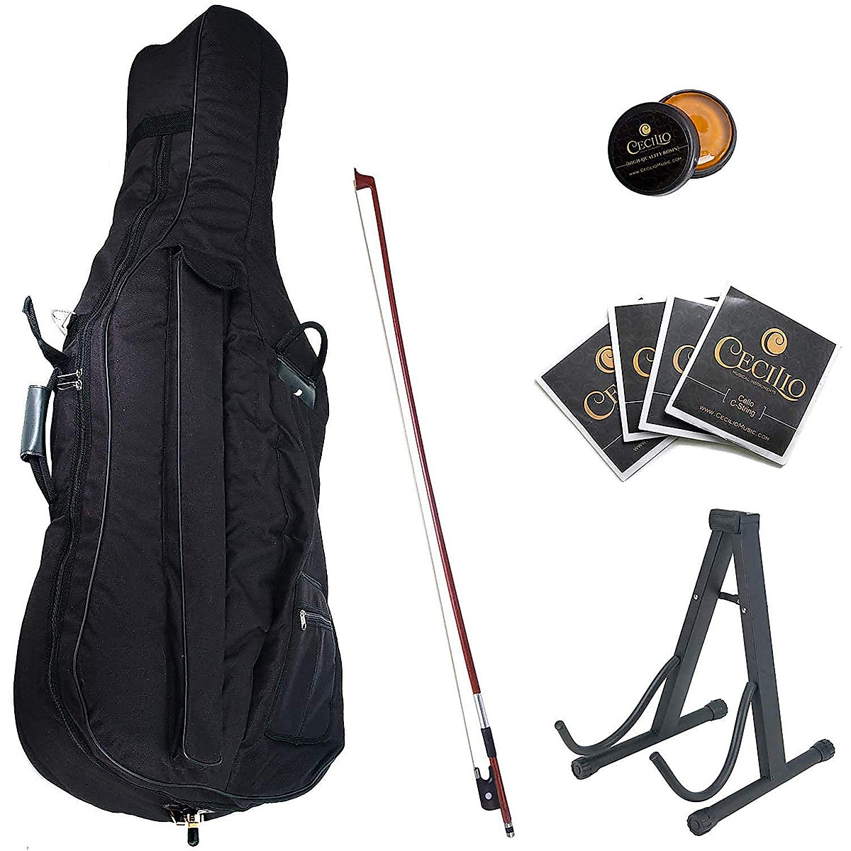 Cecilio Musical Instrument For Kids & Adults - Cellos Kit with Bow, Stand, Bag - Stringed Music Instruments for Students (1/4-Size, Natural)