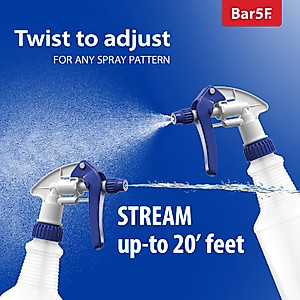 Bar5F Professional Sprayer 24-Ounce - 20 Foot Spray, Bleach Resistant, Adjustable Nozzle, All-Purpose, 3-Pack
