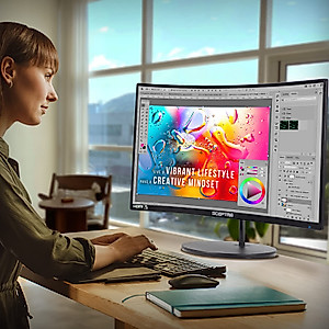 Sceptre Curved 27" FHD 1080p 75Hz LED Monitor HDMI VGA Build-In Speakers, EDGE-LESS Metal Black 2019 (C275W-1920RN)
