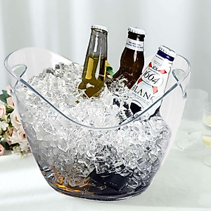 Efavormart Clear 7 Liter Plastic Ice & Drinks Bucket, Party Beverage Cooler Storage Tub with Handles