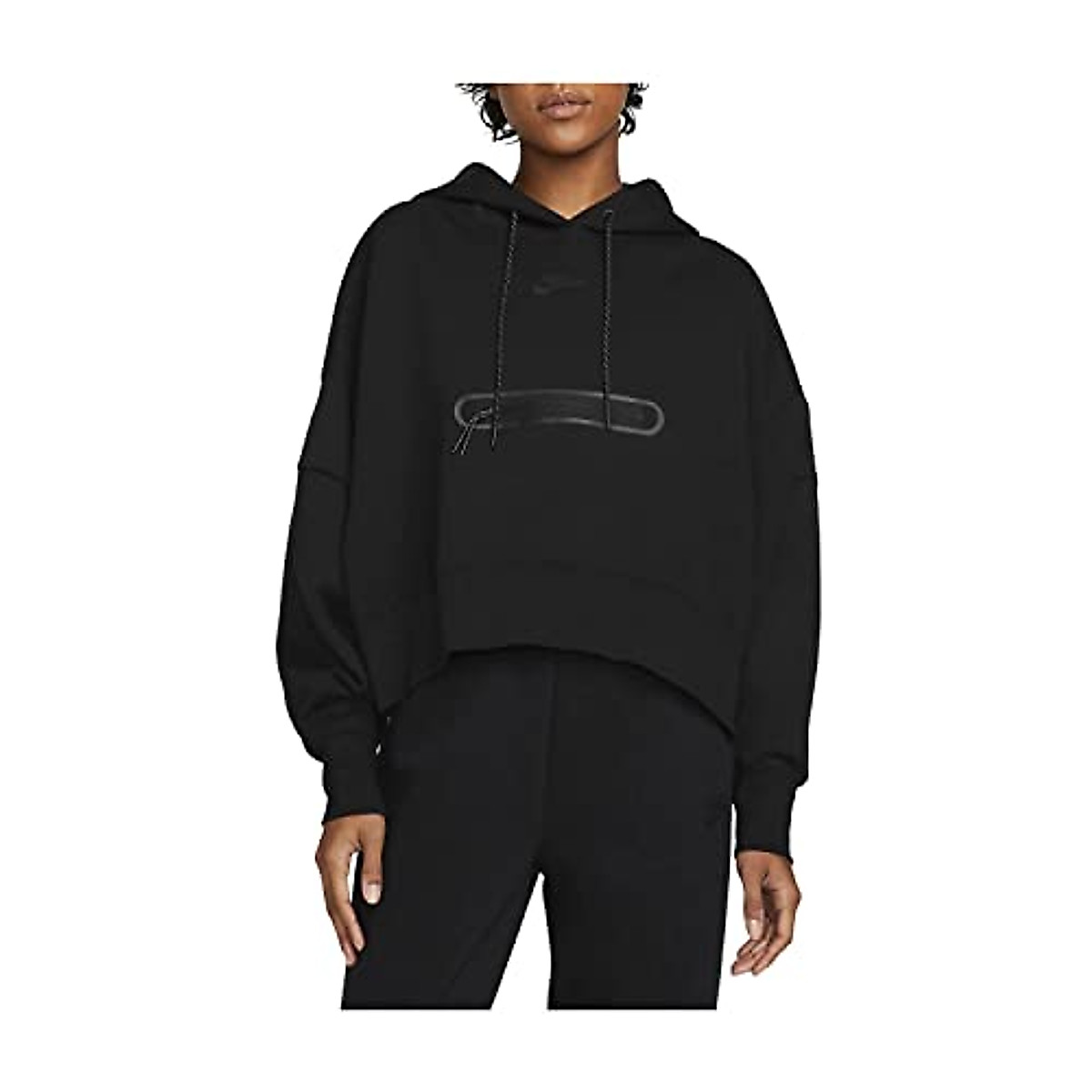 Nike Sportswear Tech Fleece Women's Over-Oversized Crop Pullover Hoodie (as1, alpha, m, regular, regular, Black/Black)