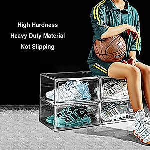 UMKIC Shoe Box Clear Plastic Stackable, 3 Pack Shoe Storage Box, Shoe Organizer for Display Sneaker, Shoe Sneaker Storage Containers with Lids (14.1”x 10.6”x 7.8”)
