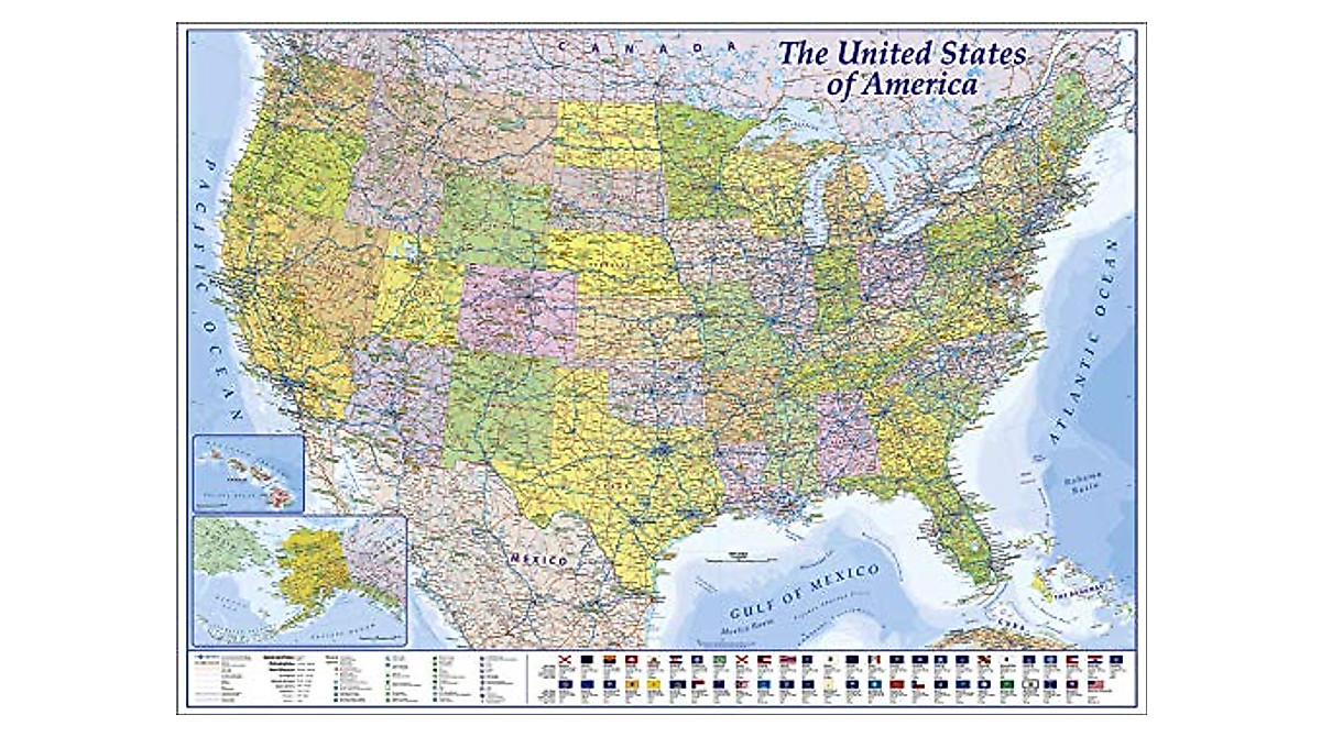 USA Map XXL Poster – Premium 55x39 Inch Wall Decoration