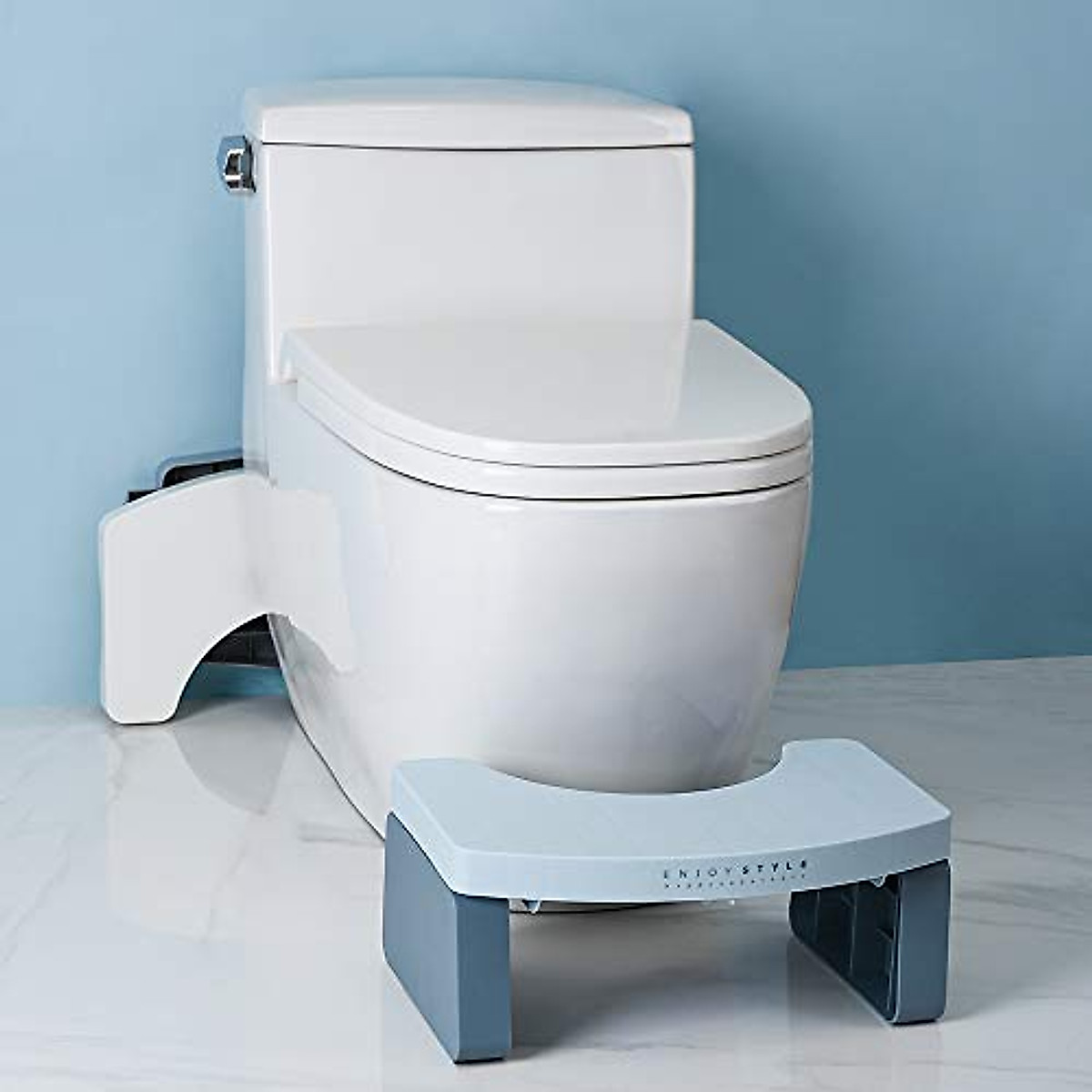 Pantula Toilet Stool Lightweight Squatting Step with Non-Slip Base 7'' Height Safe Healthier Proper Posture Simple Design for Kids Adults (Blue)