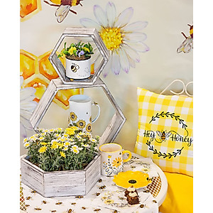 Boston International Serving Plate Everyday Ceramic Tableware, 6-Inches Round, Sunny Bee Sunflower