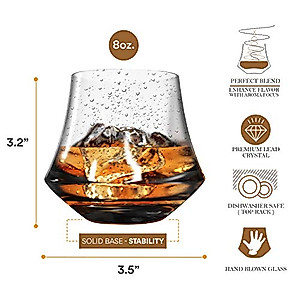 SPIRIT LUX Aroma Enhance Bourbon Glasses Gift- Set for Men included extra Large Whiskey Stones, Whiskey Glass Gift Set for brother and sister in laws. Scotch glass crystal stainless steel ice cube
