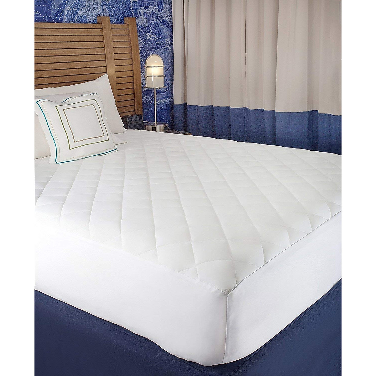 Abit Comfort Mattress cover, Quilted fitted mattress pad queen fits up to 20" deep hypoallergenic comfortable soft white cotton-poly