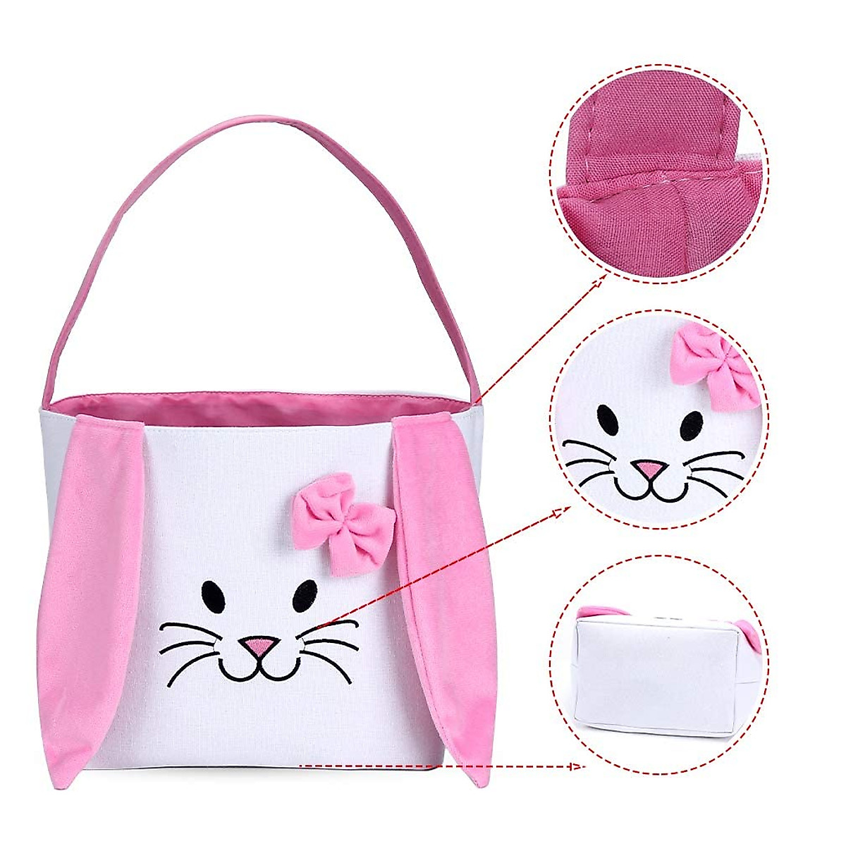 Easter Basket for Kids Easter Bunny Bag Easter Decorations (# Pink 1)