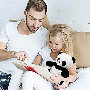 LotFancy Panda Stuffed Animal, 8'' Black Panda Plush Toy, Stuffed Panda Bear, Cute Plushies for Kids, Gift for Toddlers Birthday, Easter, Party Favors