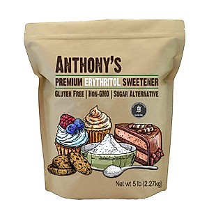 Anthony's Erythritol Granules, 5 lb, Non GMO, Sweetener, Keto & Paleo Friendly